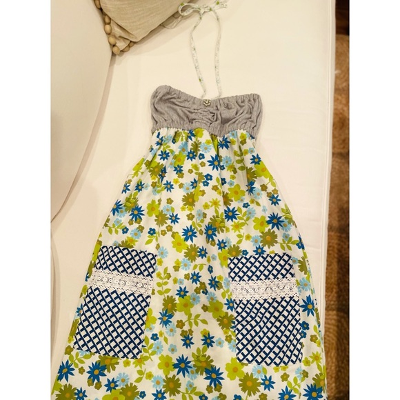 Dresses | Ppp Like Patchwork Reworked Floral Ruched Halter Maxi Dress W ...